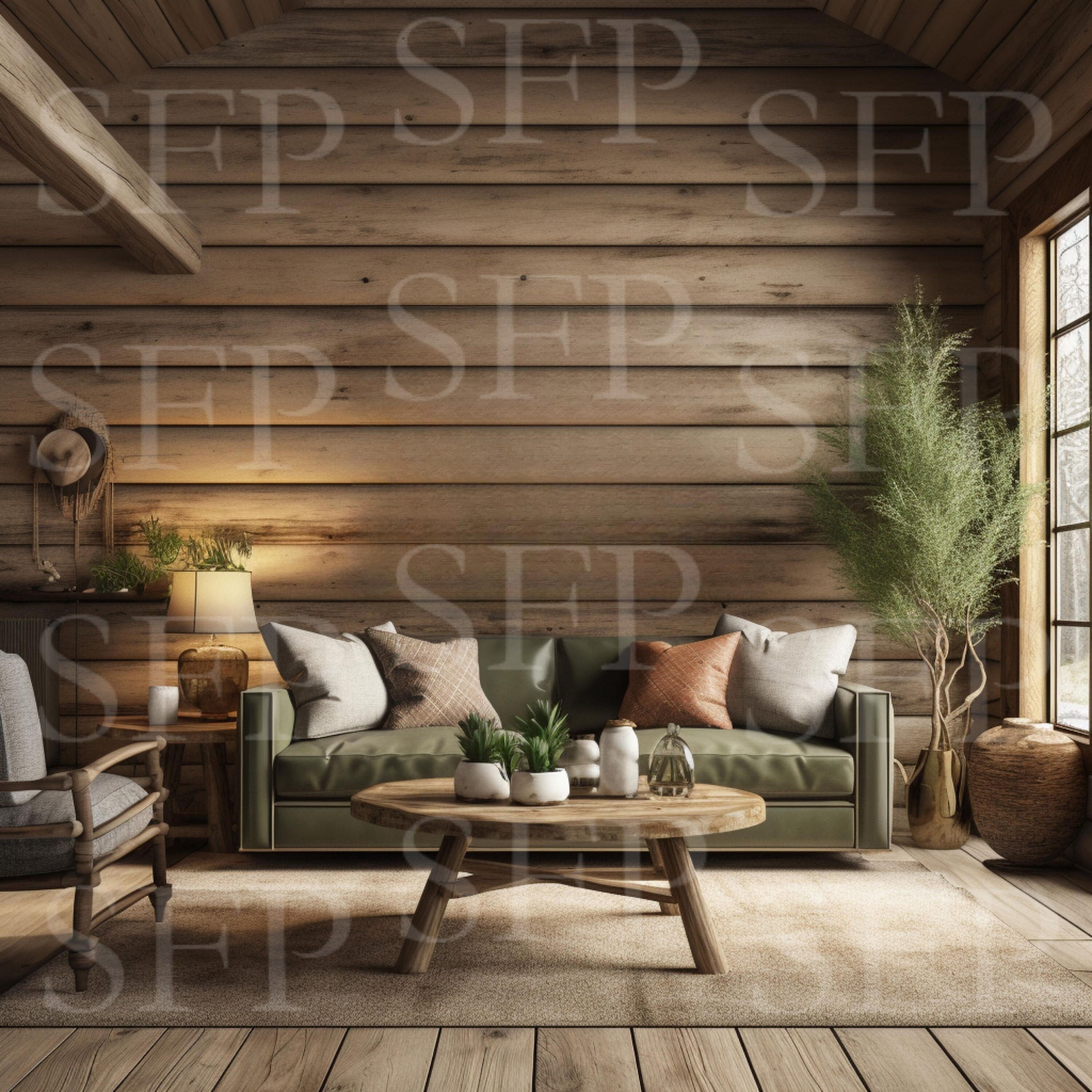 Rustic Cabin Living Room Wall Art Mockup 149 - Etsy