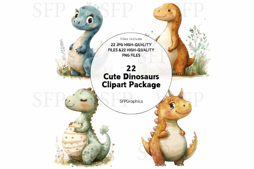 22 Cute Baby Dinosaur Clipart - Etsy