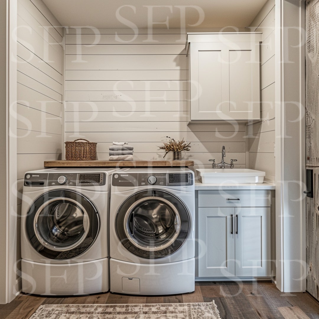 Rustic Farmhouse Laundry Room Mockup 382 - Etsy