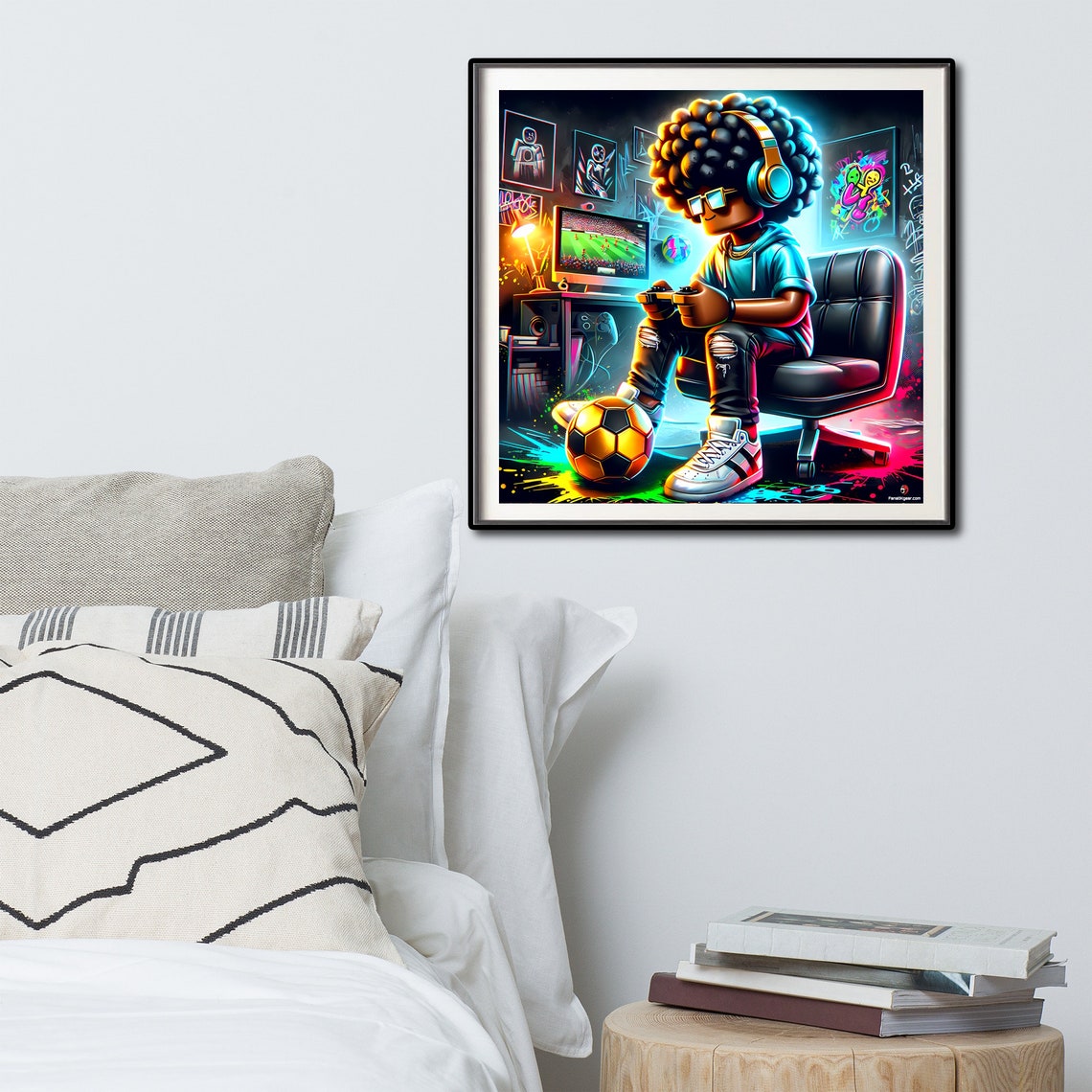 Black Roblox Print, Roblox Poster, Video Game Soccer Cartoon Print ...