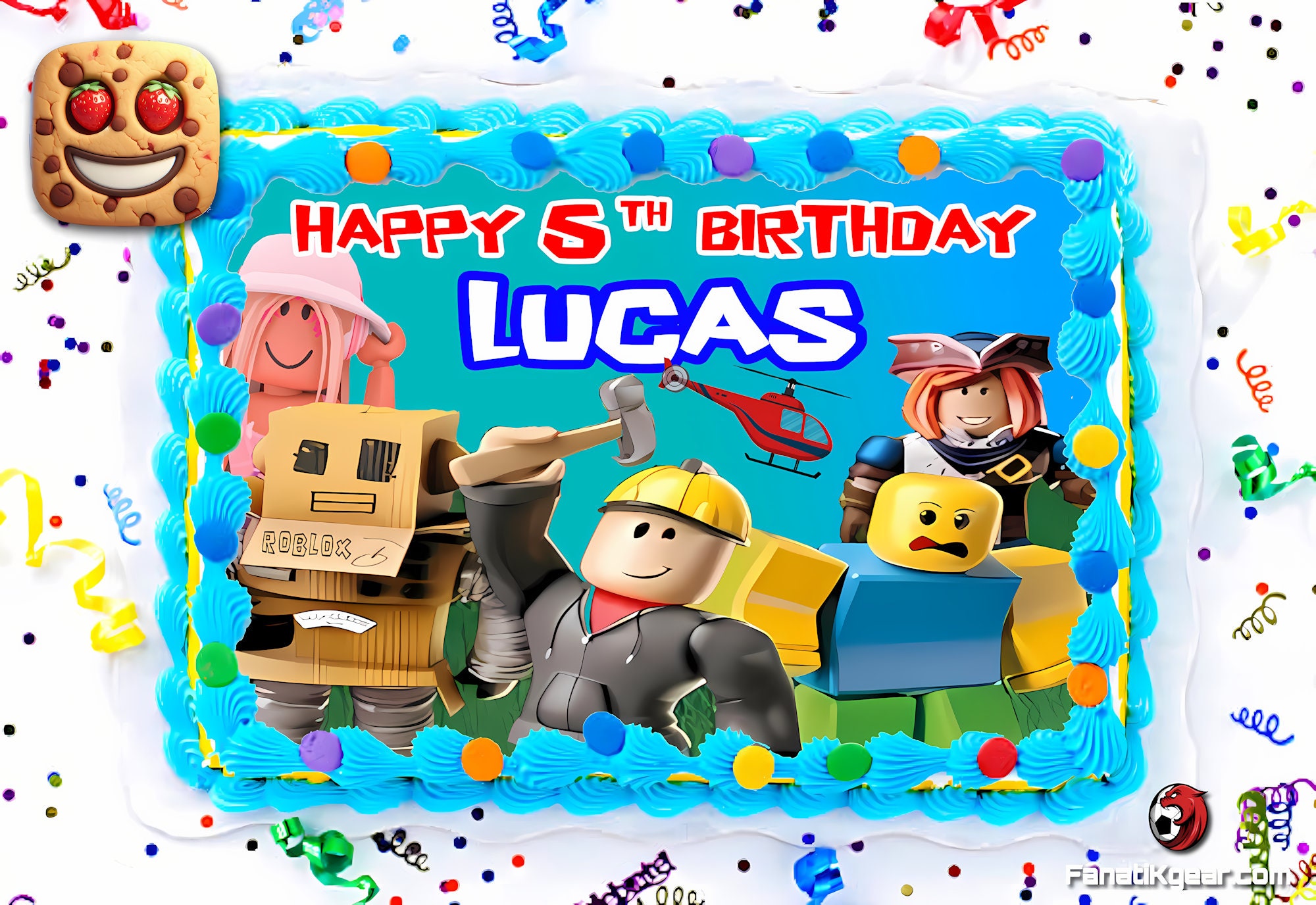 Pastel imprimible de Roblox, cumpleaños de Roblox, topper de pastel de ...