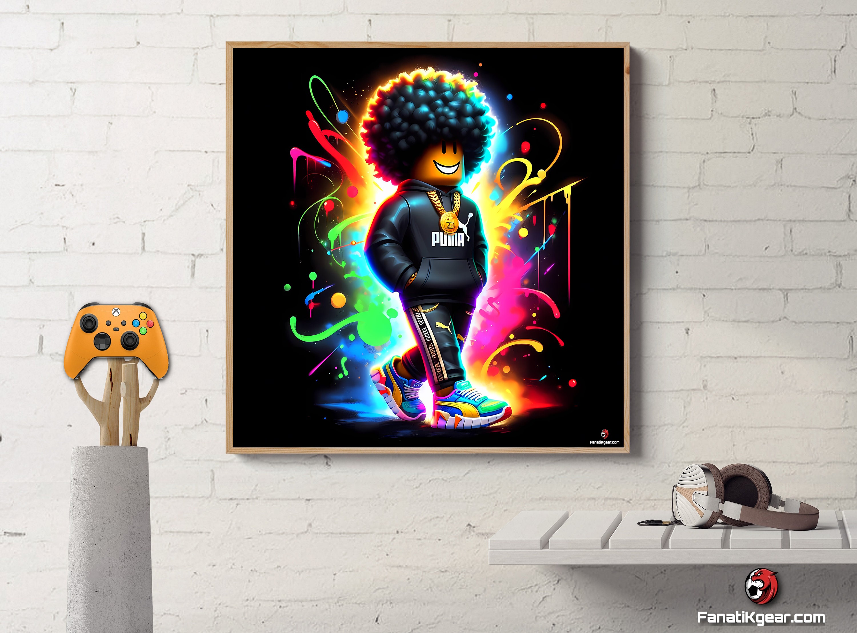 Black Roblox Print, Roblox Poster, Video Game Anime Print,afro Roblox ...