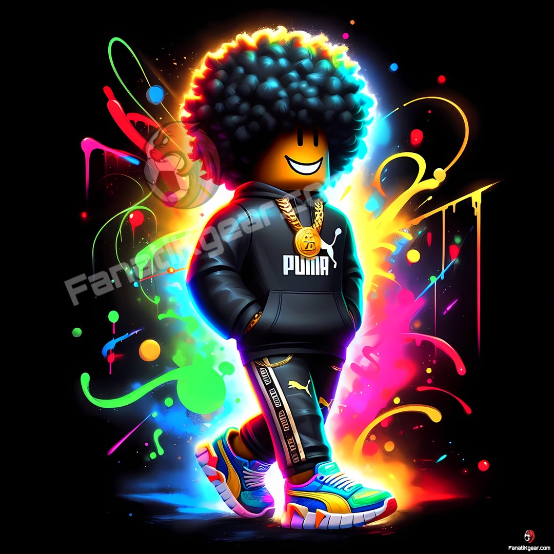 Black Roblox Print, Roblox Poster, Video Game Anime Print,afro Roblox ...
