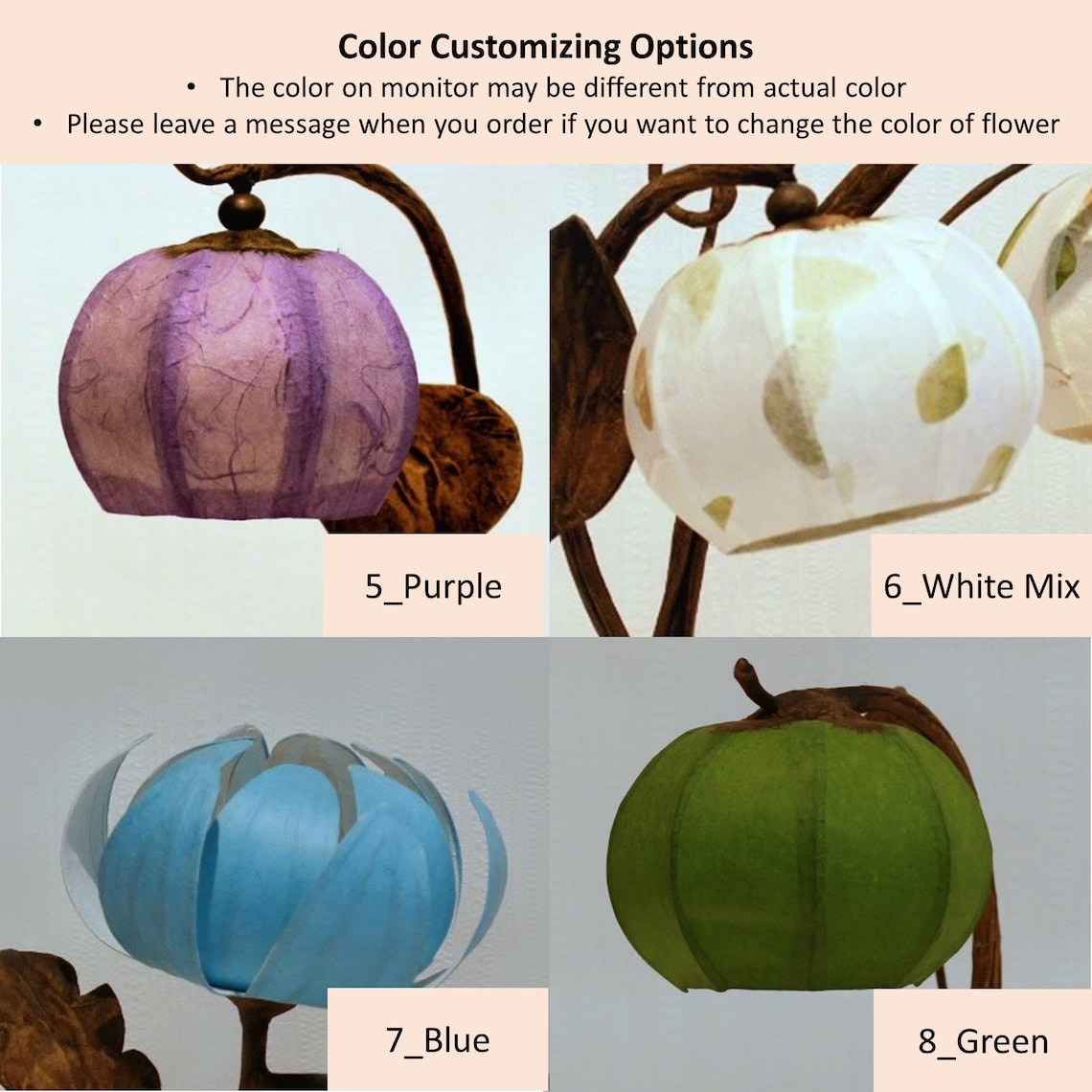 Handmade Mulberry Paper Flower Lamp 3 Flower Bulbs - Etsy