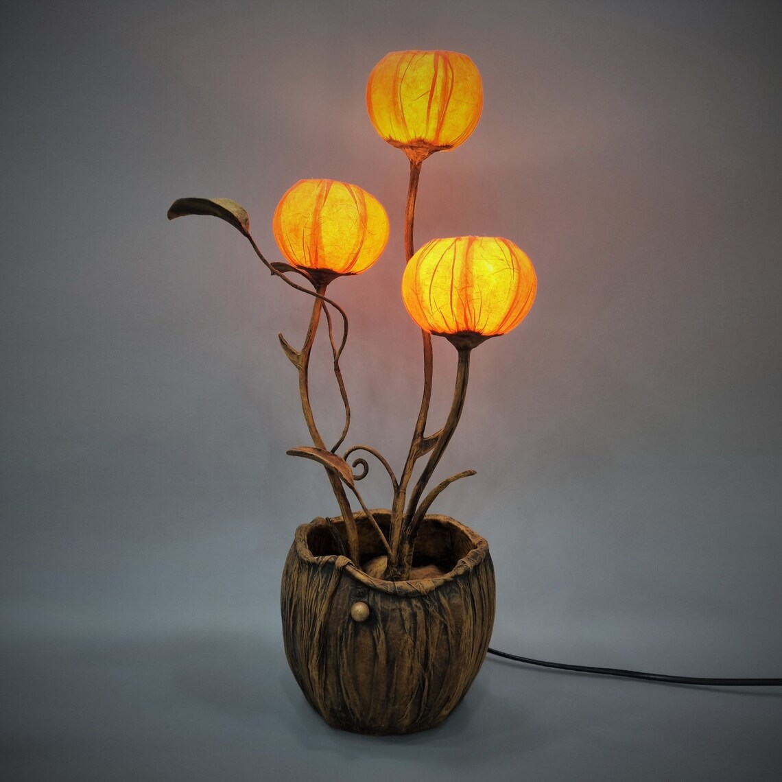 Handmade Mulberry Paper Flower Lamp 3 Flower Bulbs - Etsy