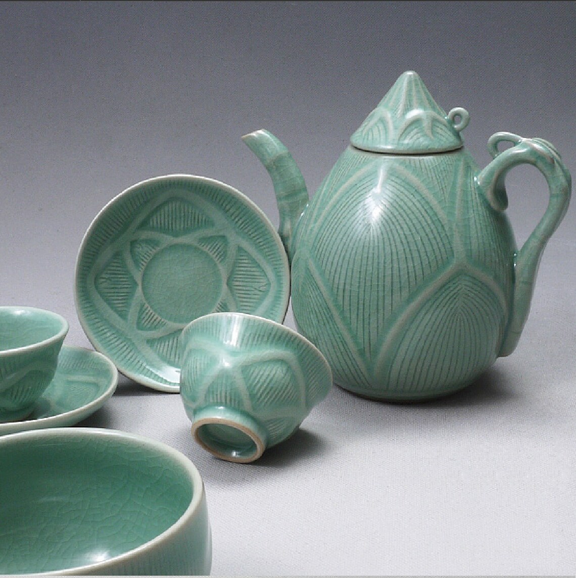 Korean Celadon Teapot and Teacup Set Korea Joseon Dynasty - Etsy