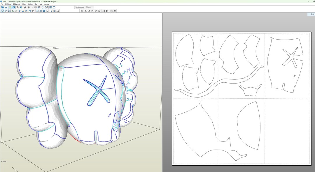 Kaws Cosplay Head Patterns for Pepakura and Eva Foam Build. - Etsy Canada