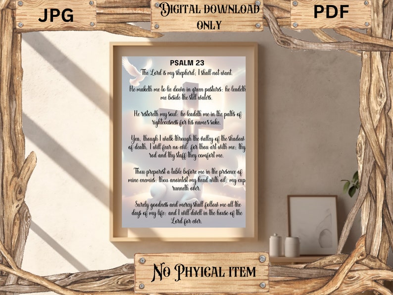 Psalm 23 the Lord is My Shepherd, Digital Print, Jesus Art, Bible Verse ...