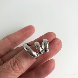 Statement Silver Triple Ear Cuff, Rounded Ear Cuff, Slip on Ear Cuff, Thick Ear Cuff, Silver ...