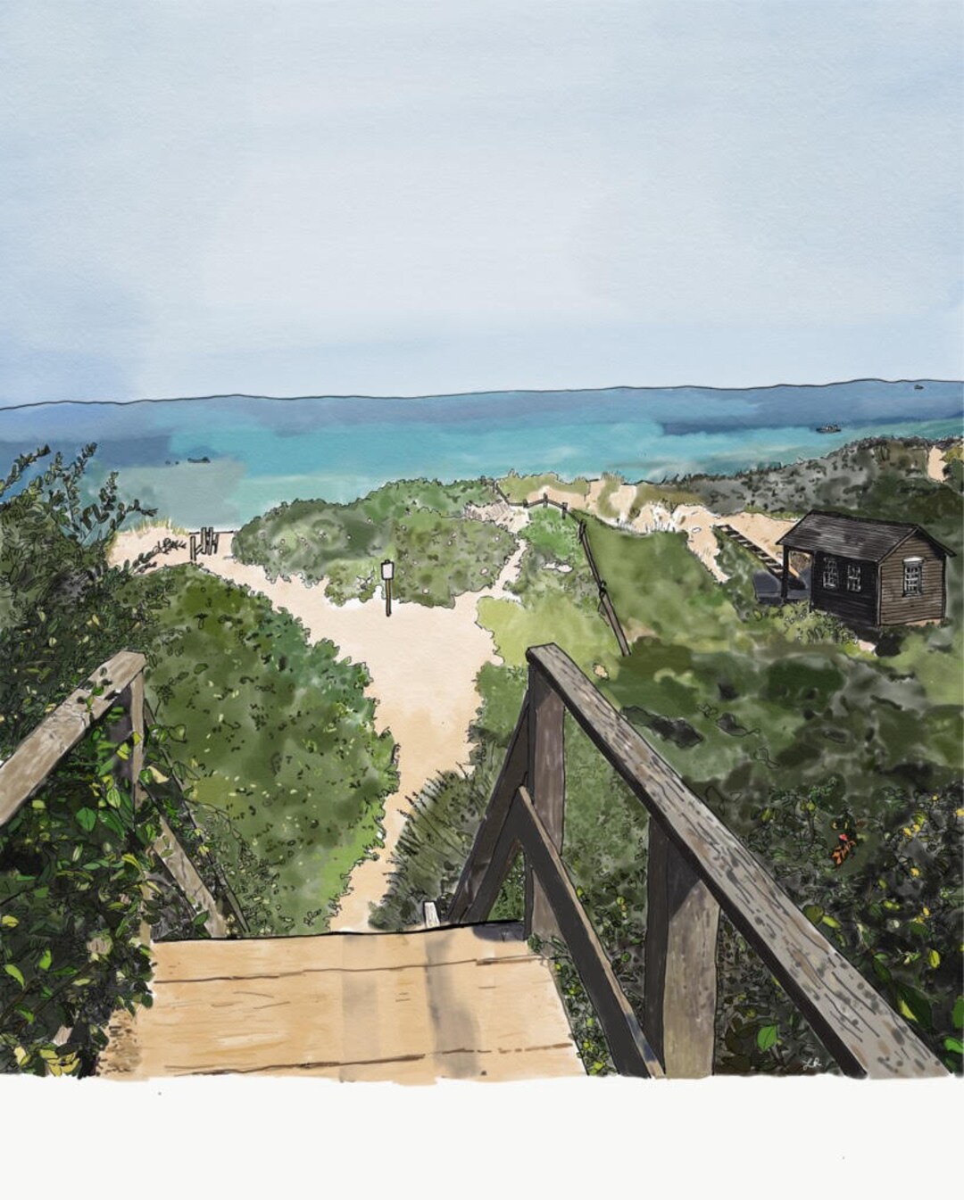 Nantucket Print, Nantucket Beach Print, Nantucket Steps Beach Print ...