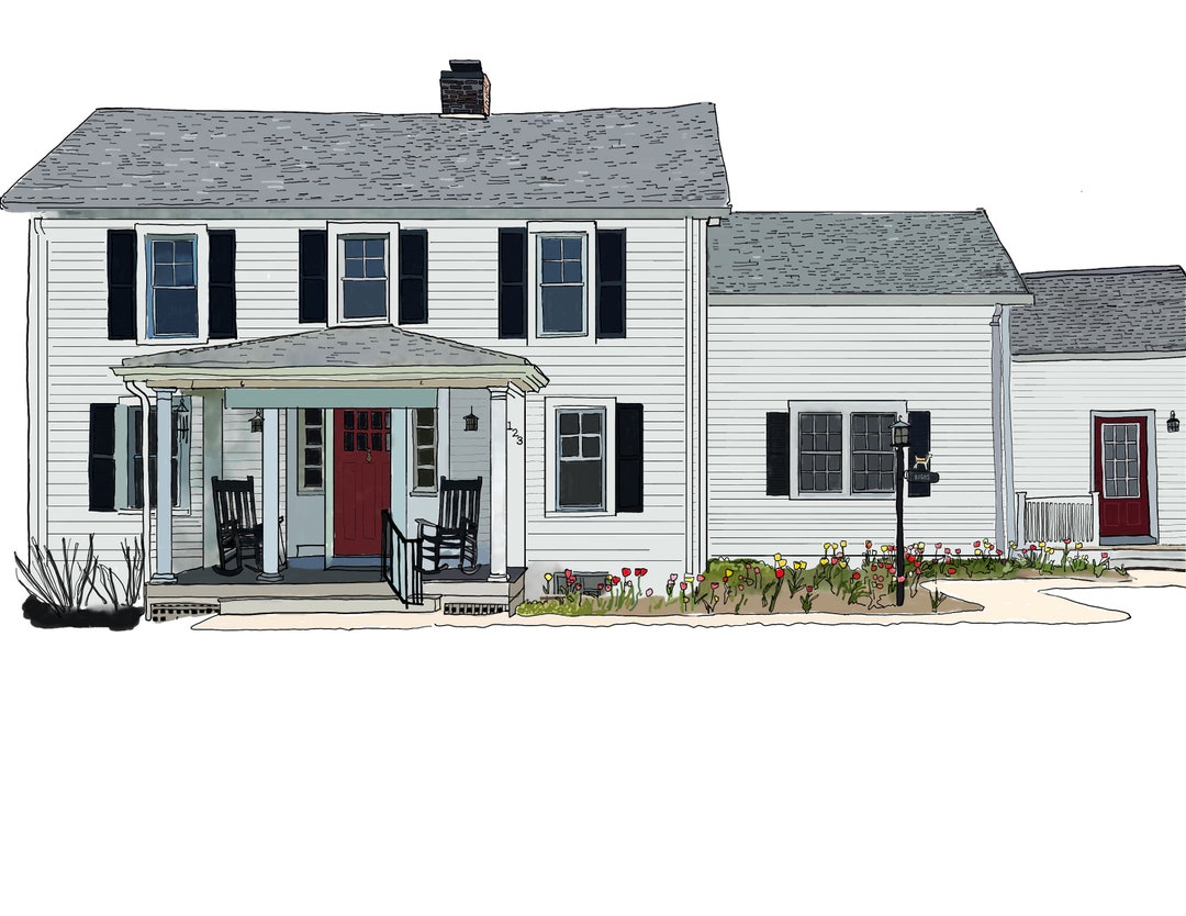 Custom 8x10 House Print, Hand Drawn House Print - Etsy