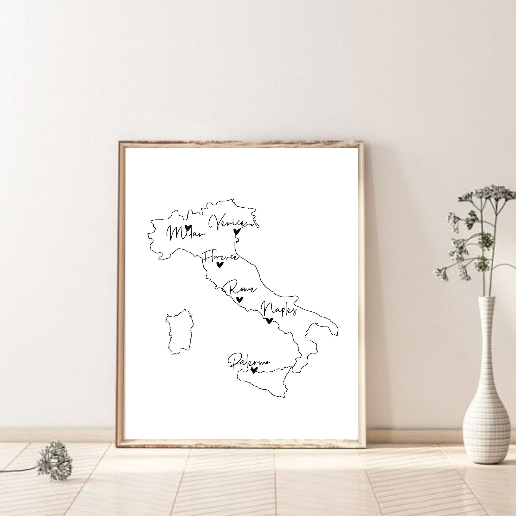 Italy Wall Art Travel Poster Italy Map Wall Print | Etsy