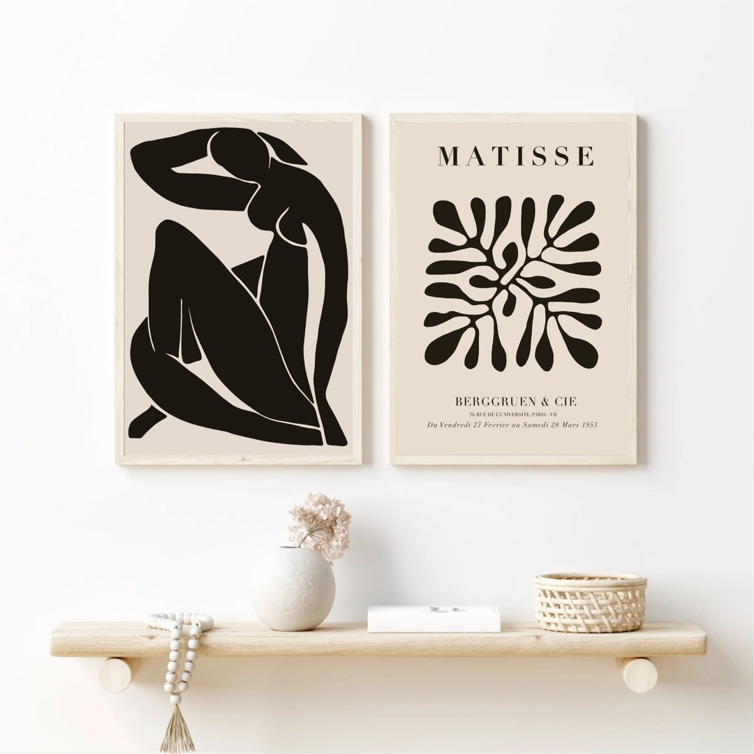 Henri Matisse Paper Cutouts Minimalist Illustration Mid-century-black ...
