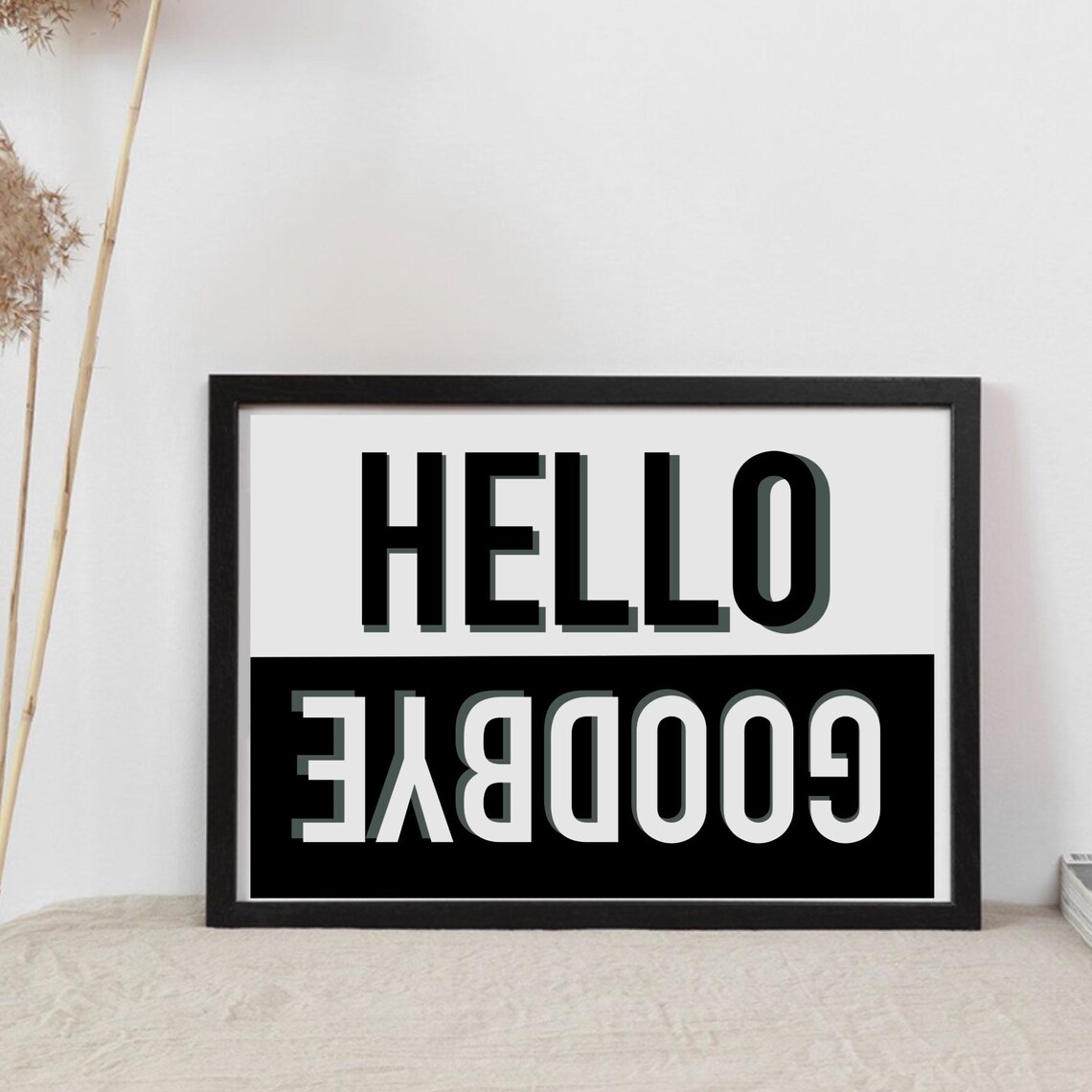 Hello Goodbye wall art monochrome wall art typography wall | Etsy