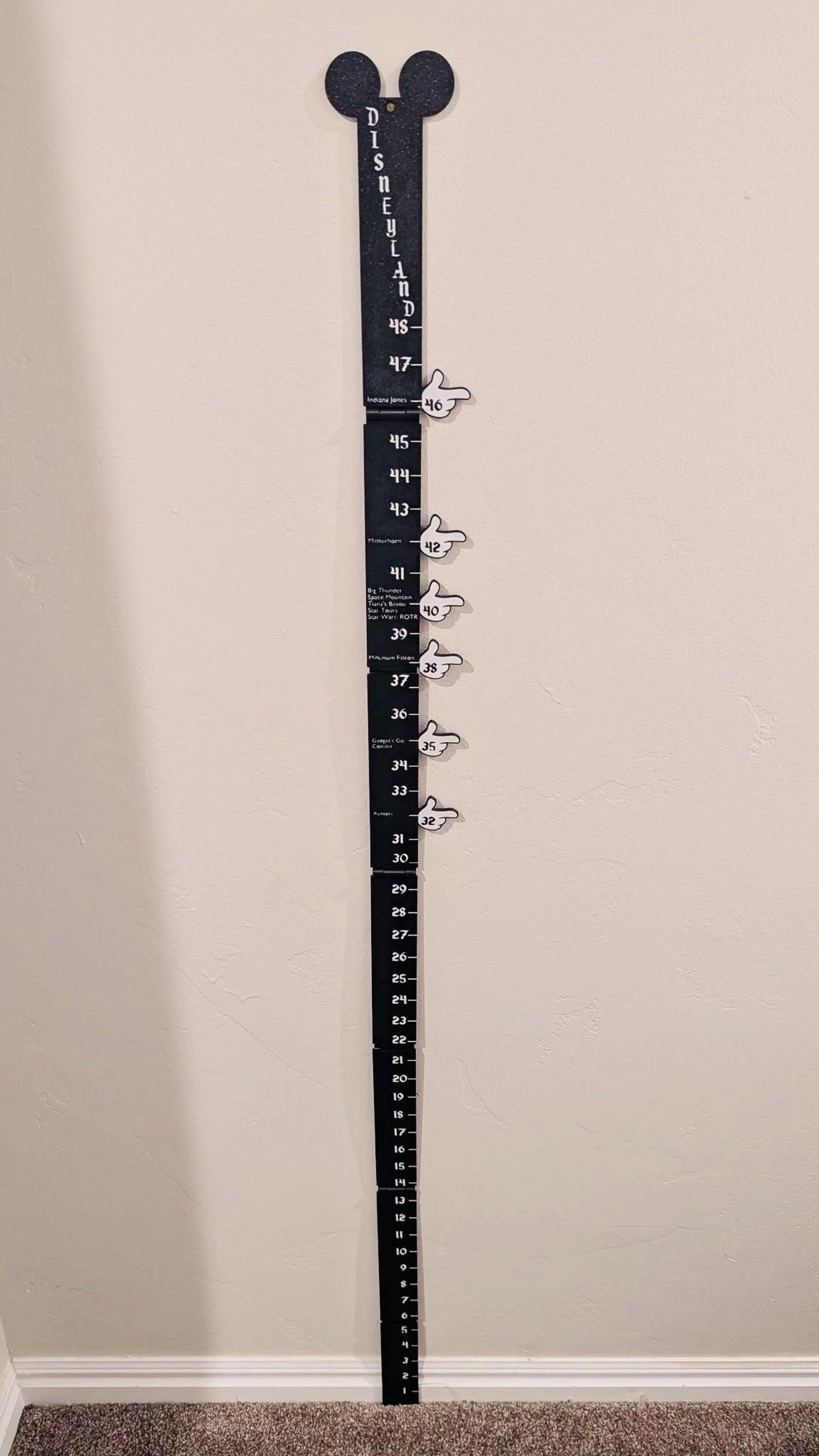 3D Printed Ride Height Chart / Ruler for Disneyland- Reusable, Foldable ...