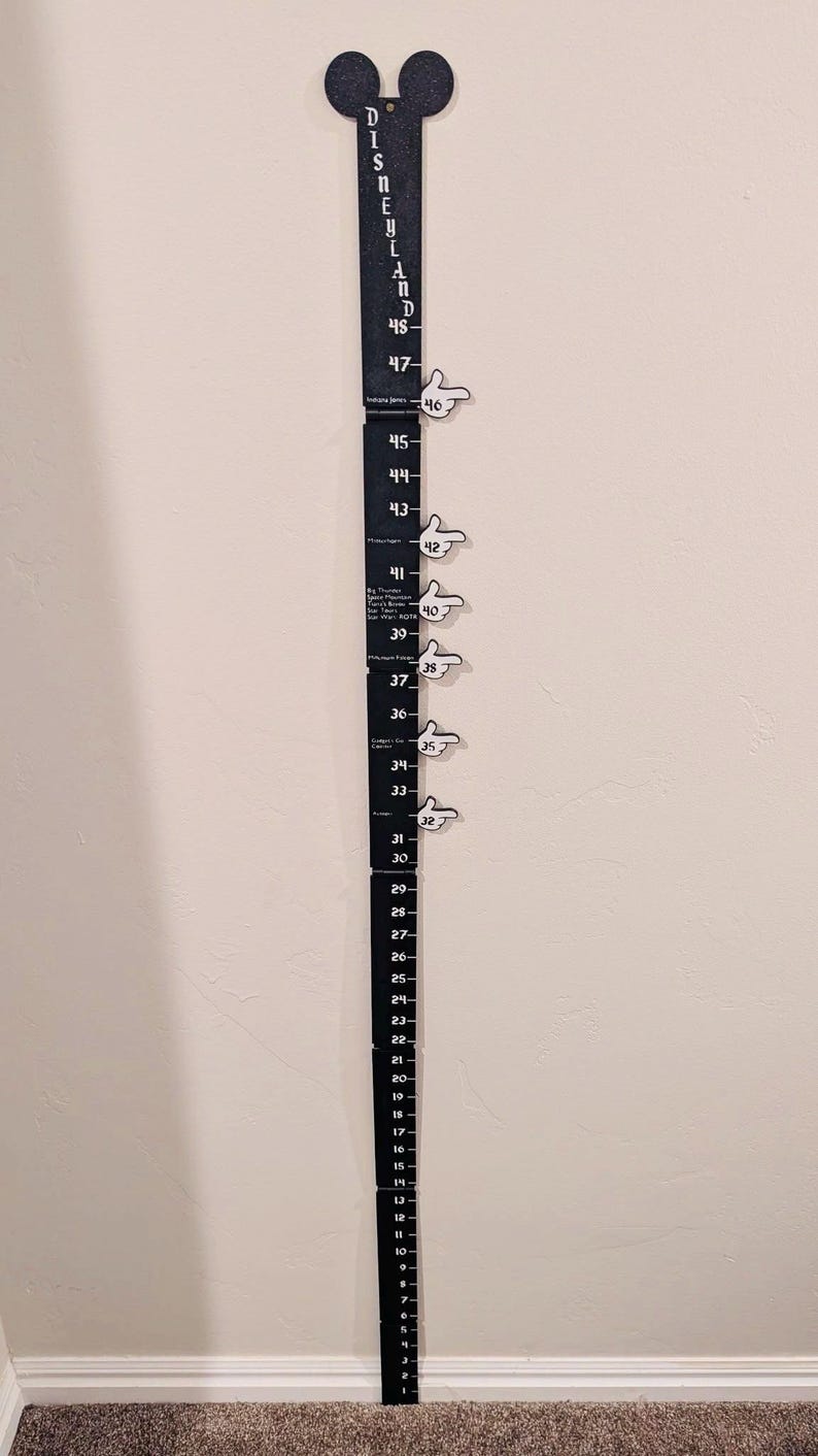 3D Printed Ride Height Chart / Ruler for Disneyland- Reusable, Foldable ...