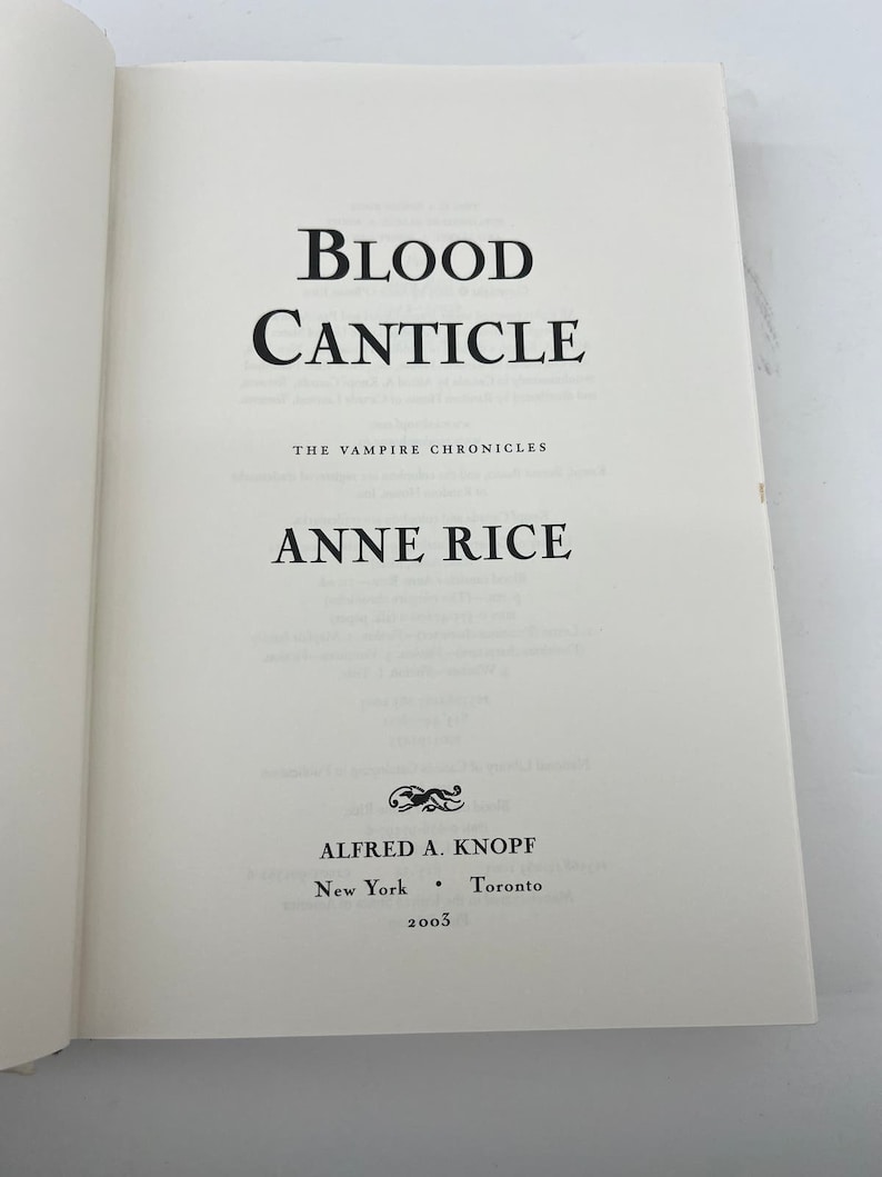 Blood Canticle by Anne Rice Vampire Chronicles 2003 Knopf Books HC/DJ ...