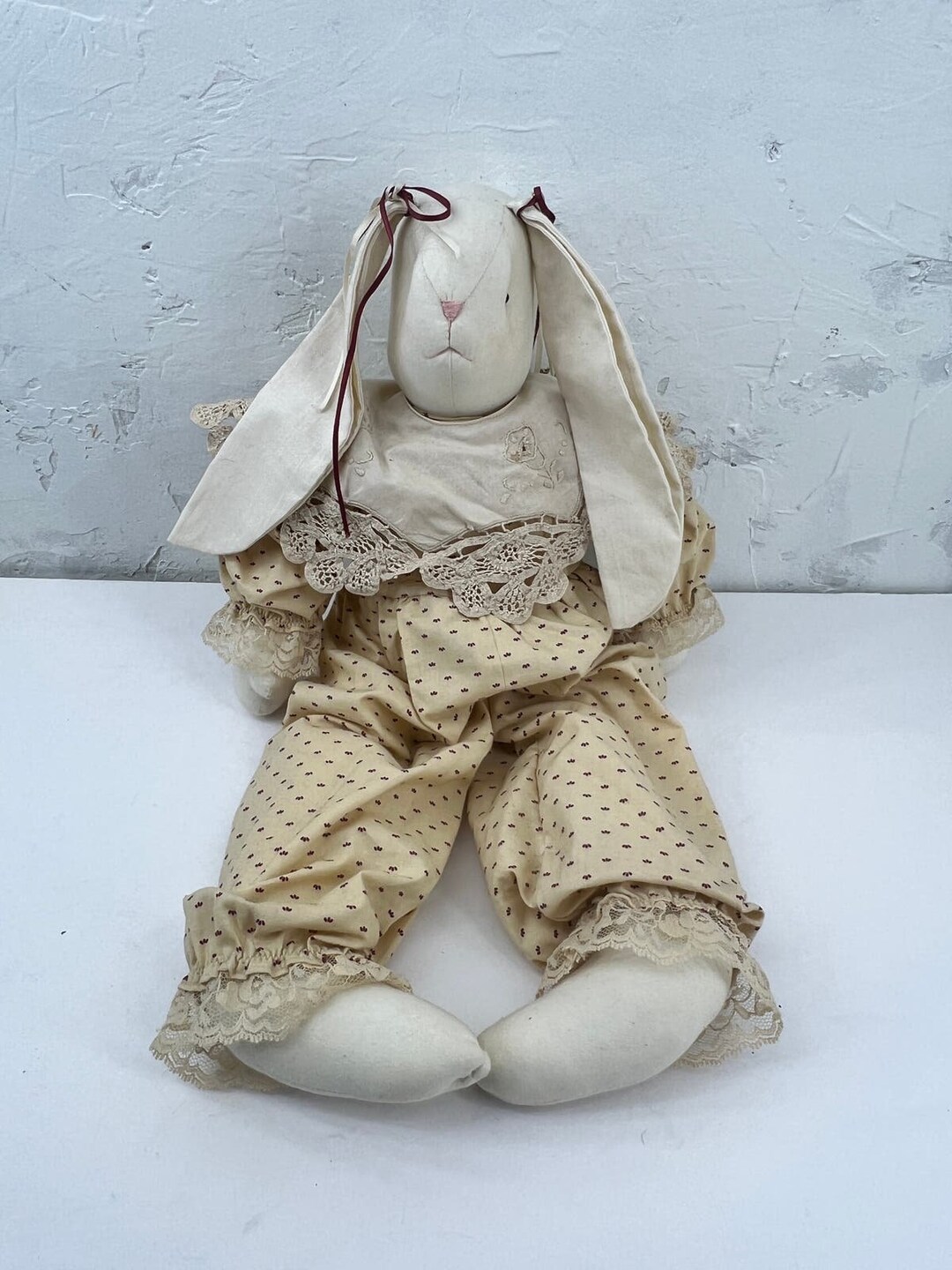 Vintage Cloth Bunny Rag Doll Easter Floppy Ears Handmade Faceless - Etsy
