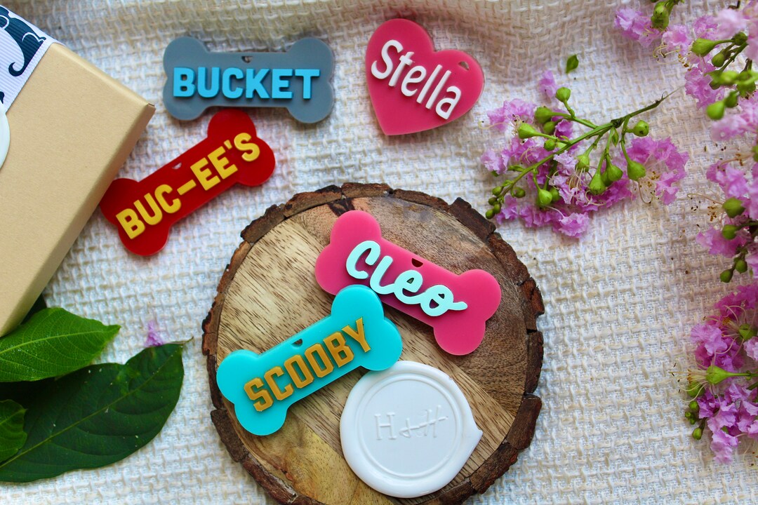Custom Acrylic Dog Tag Personalized Dog Name Tag Dog ID Name - Etsy UK