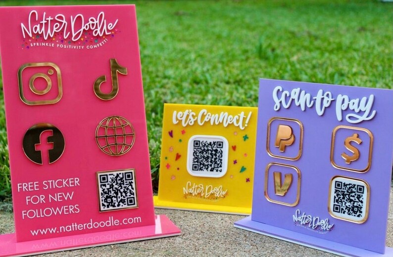 Business Social Media Instagram QR Code Mirror Sign Acrylic | Etsy