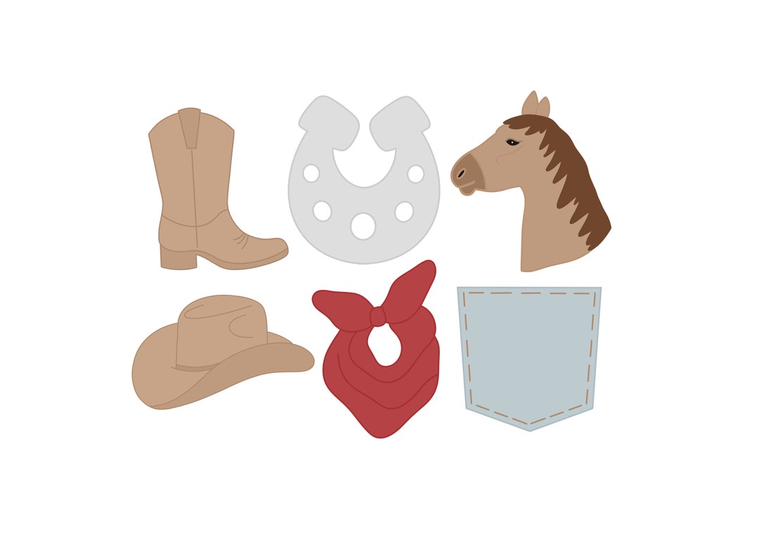 Western Mini Cookie Cutters, Cowboy Boot, Horseshoe, Horse, Cowboy Hat ...