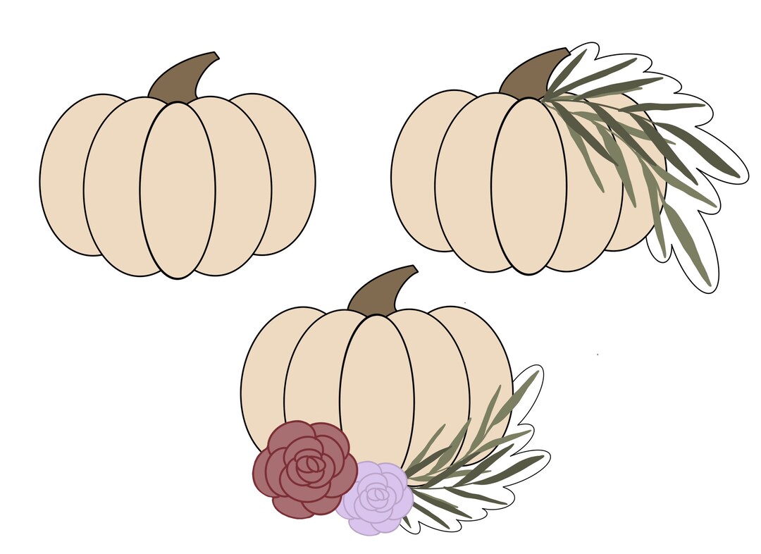 Wide Pumpkin, Wide Pumpkin With Leaves, or Wide Pumpkin With Florals ...