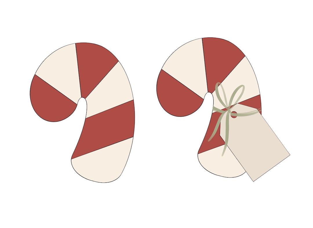 Chubby Candy Cane With or Without Tag Cookie Cutter - Etsy
