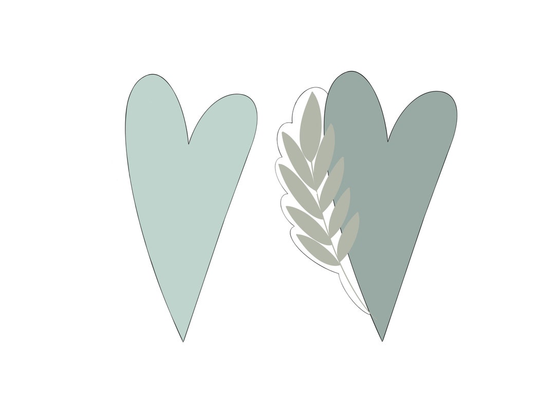 Skinny Heart With or Without Greenery Cookie Cutter - Etsy