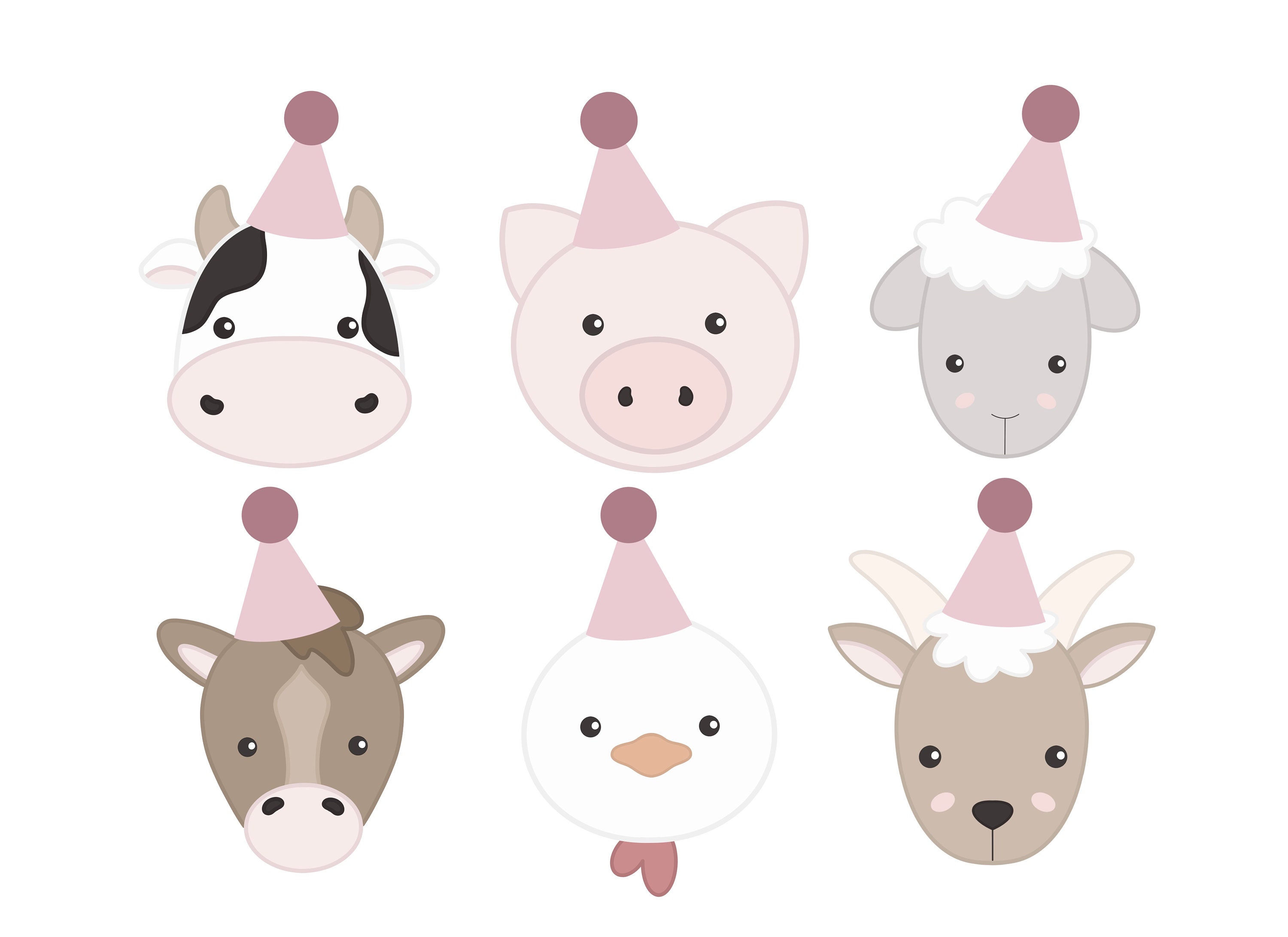 Farm Animals in Party Hats Cookie Cutter - Etsy