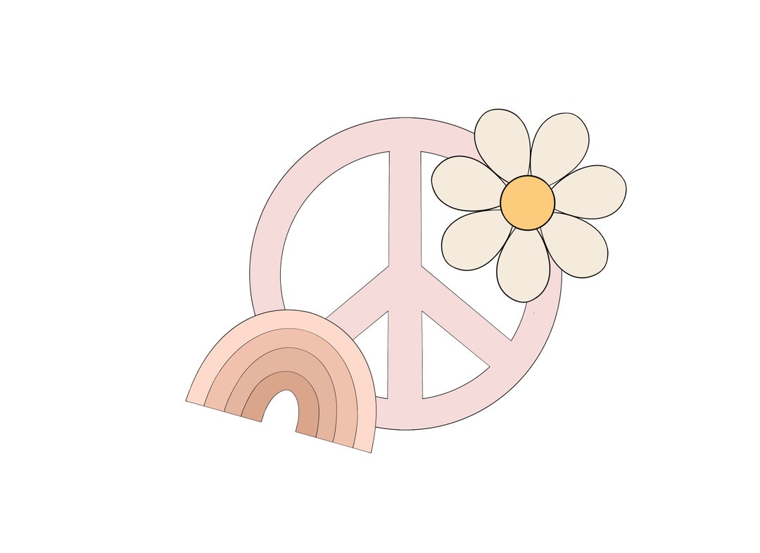 Peace Sign With Daisy and Rainbow Cookie Cutter - Etsy
