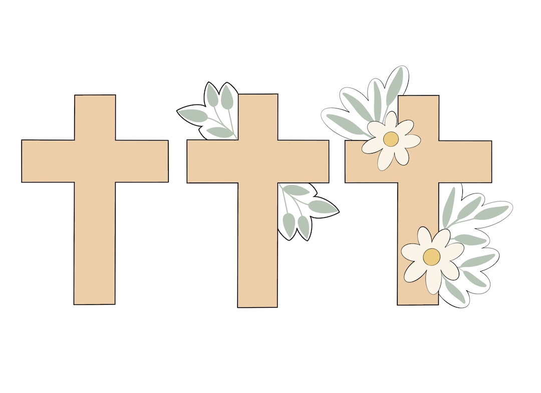 Cross, Cross With Greenery, or Cross With Florals and Greenery Cookie ...