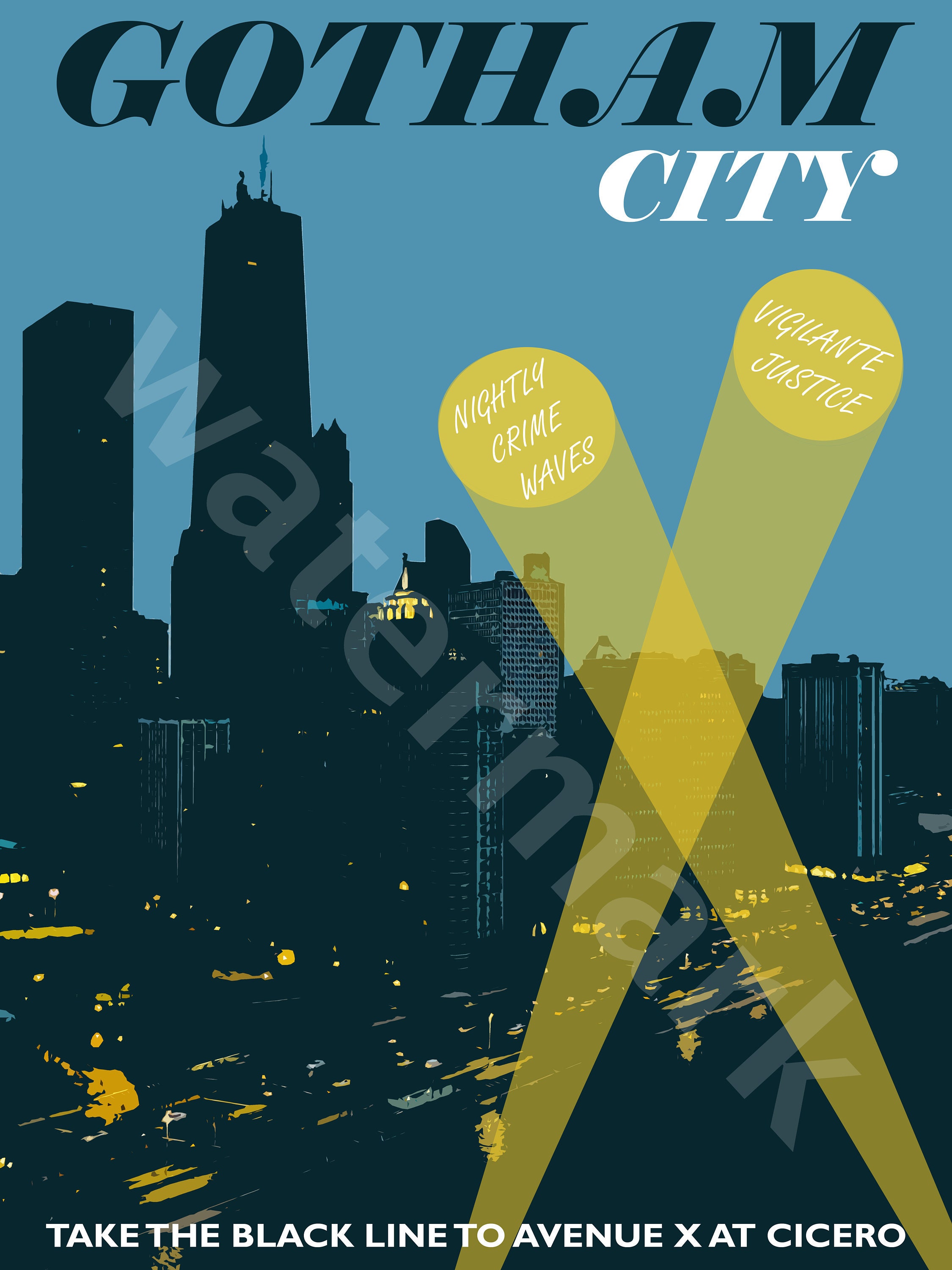 Gotham City Travel Poster digital Download Only - Etsy