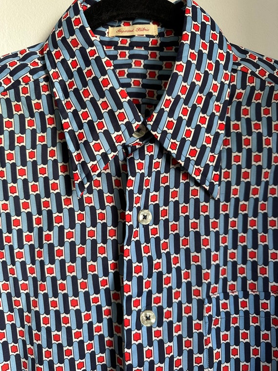 Men’s Vintage 70s Dagger Collar Disco Shirt. Red, Off… - Gem