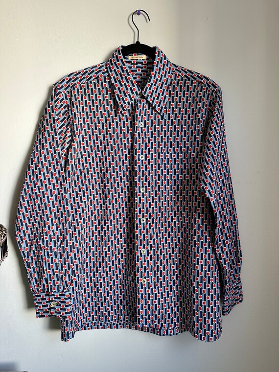 Men’s Vintage 70s Dagger Collar Disco Shirt. Red, Off… - Gem