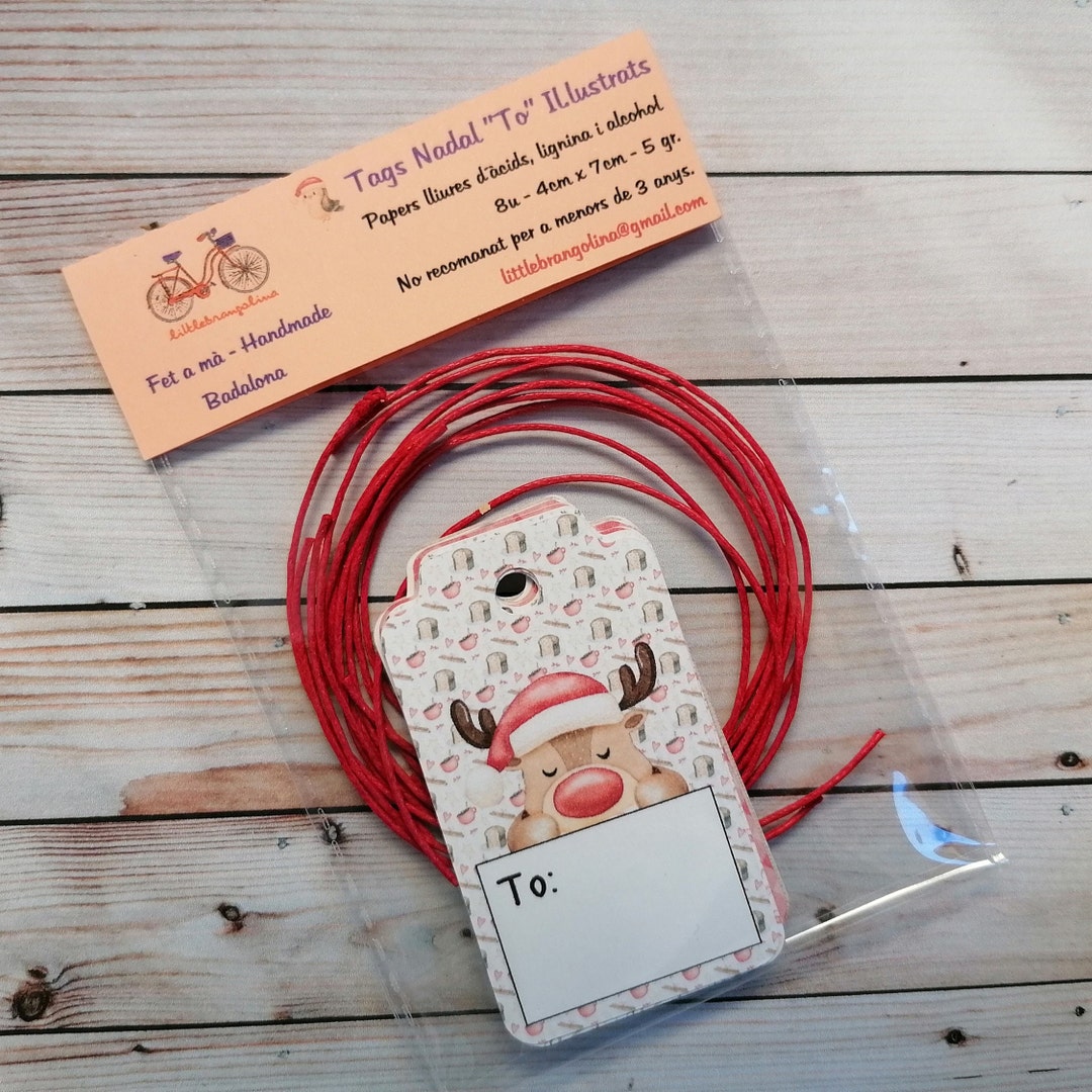 Set of 8 Illustrated Christmas Tags to Write the Name, Tags to Decorate ...