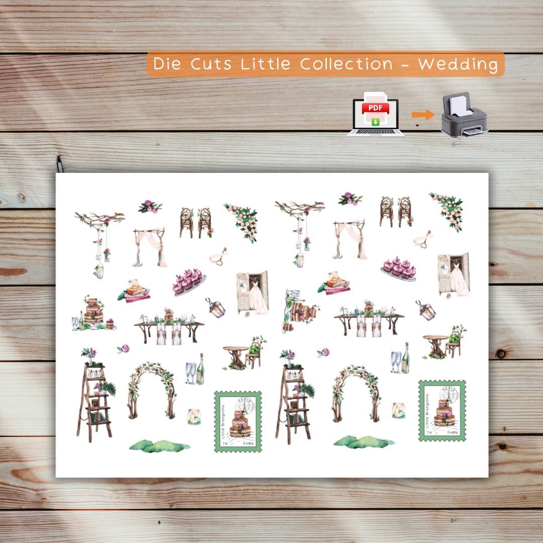 Printable Die Cuts Little Collection – Wedding, A4 Digital Download PDF ...
