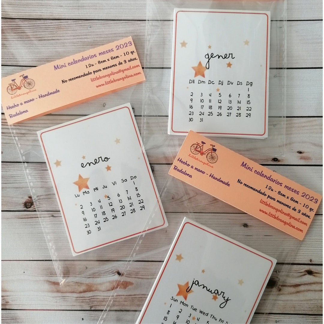 Calendar 2023 Mini Calendars Months 2023 Small Calendars - Etsy