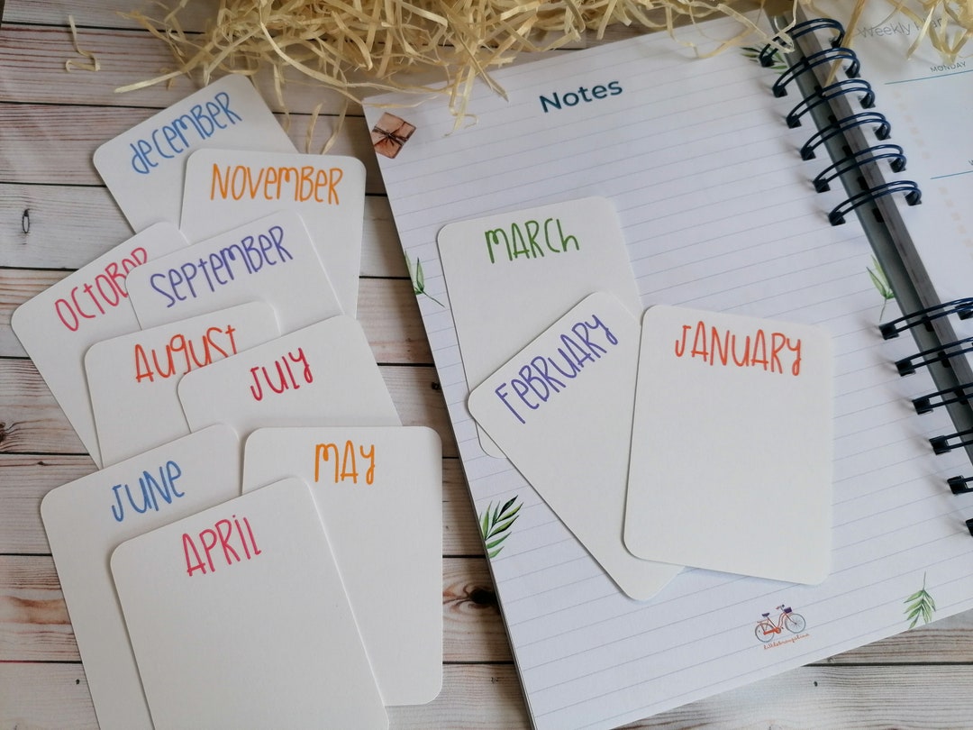 Monthly Calendar Cards, Notebook, Planner, Diary, for Her, for Him ...