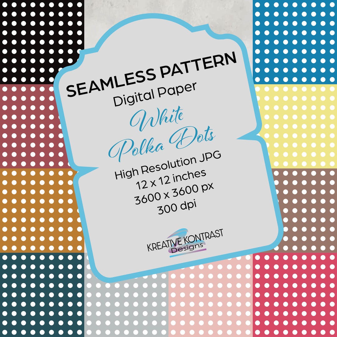 Seamless White Polka Dot Digital Surface Pattern - Perfect for Crafting ...
