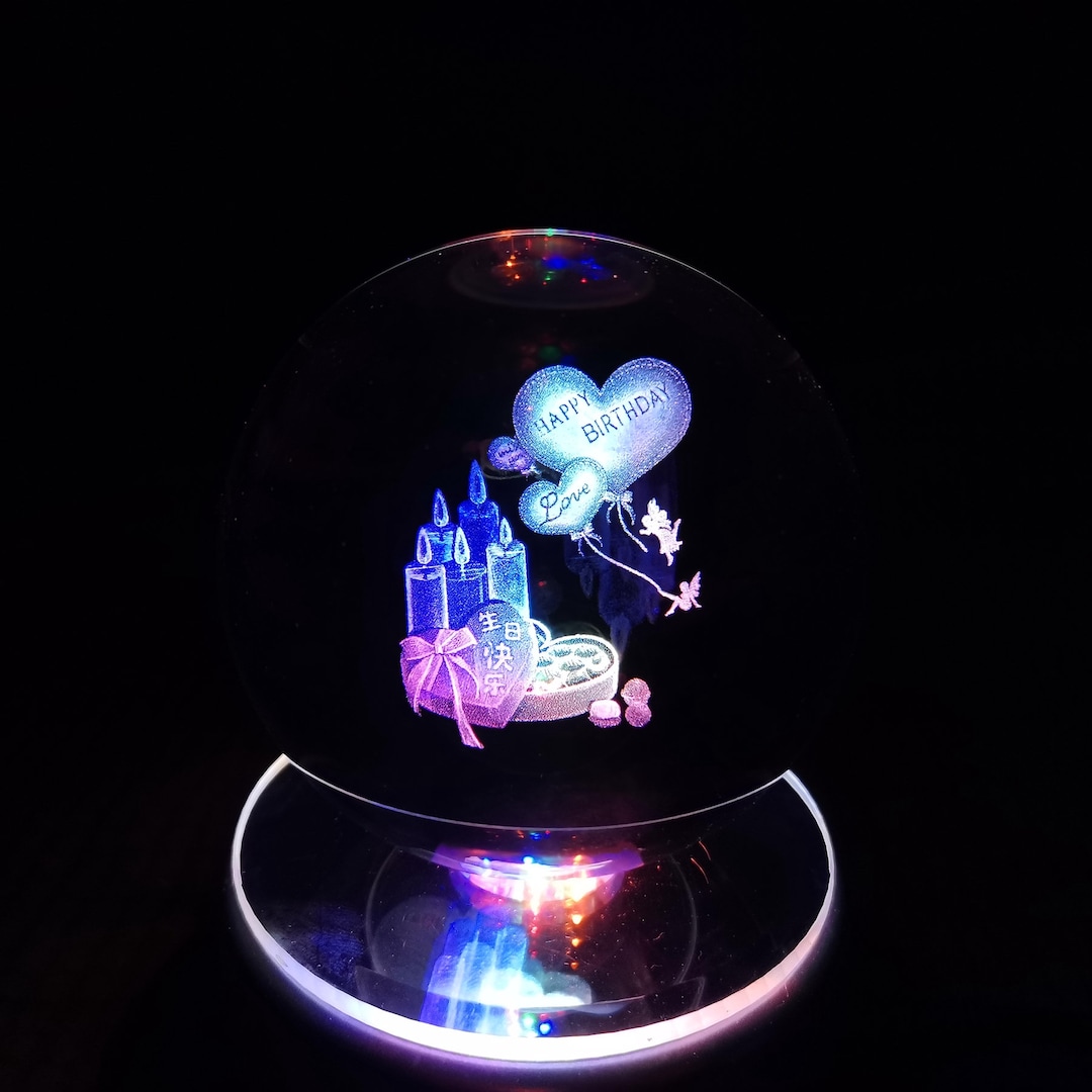 Crystal Ball,birthday Cake Crystal Ball ,rotating Color Lamp Base3.15 ...