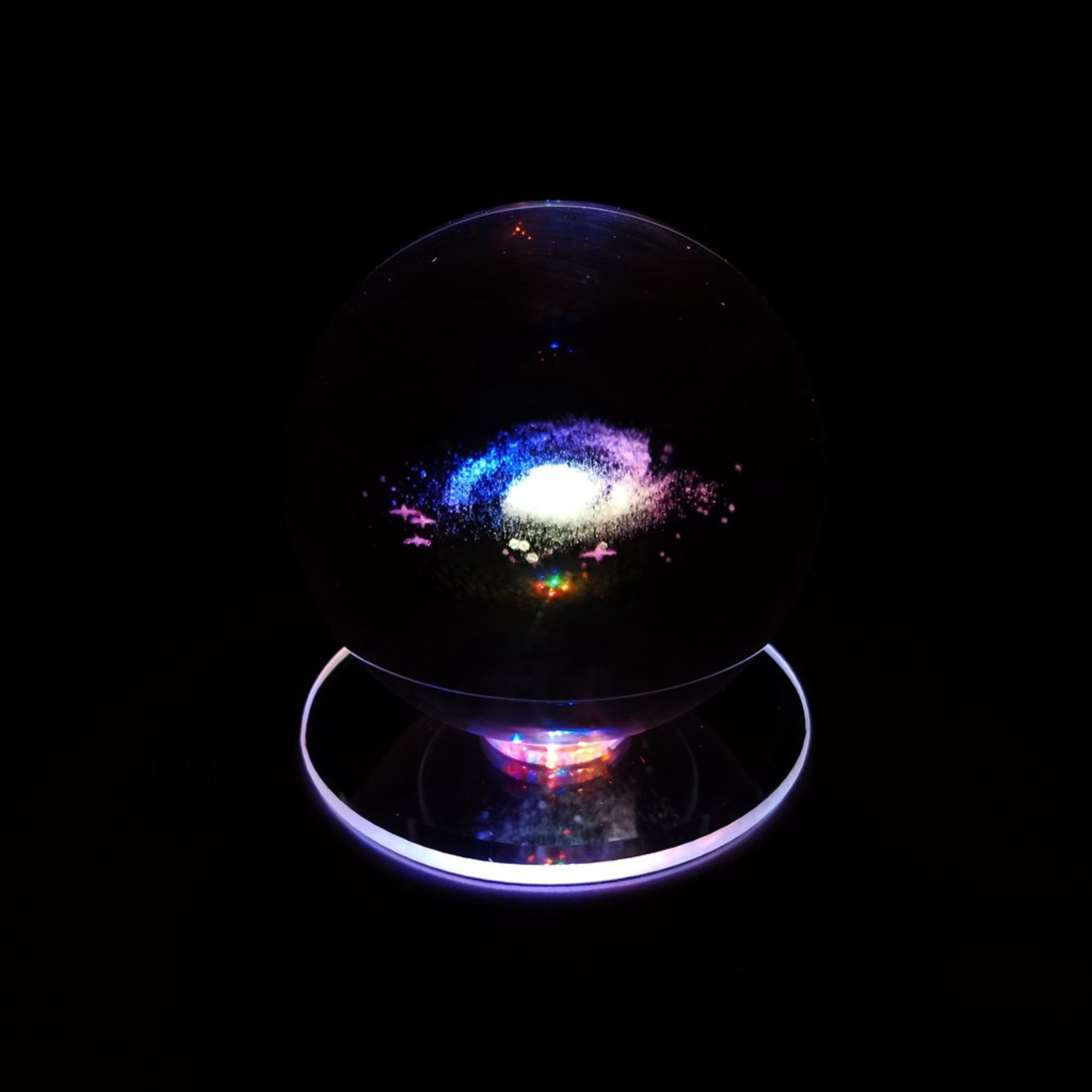 3D Crystal Ball With Galaxy System Model and Rotating LED Lamp - Etsy