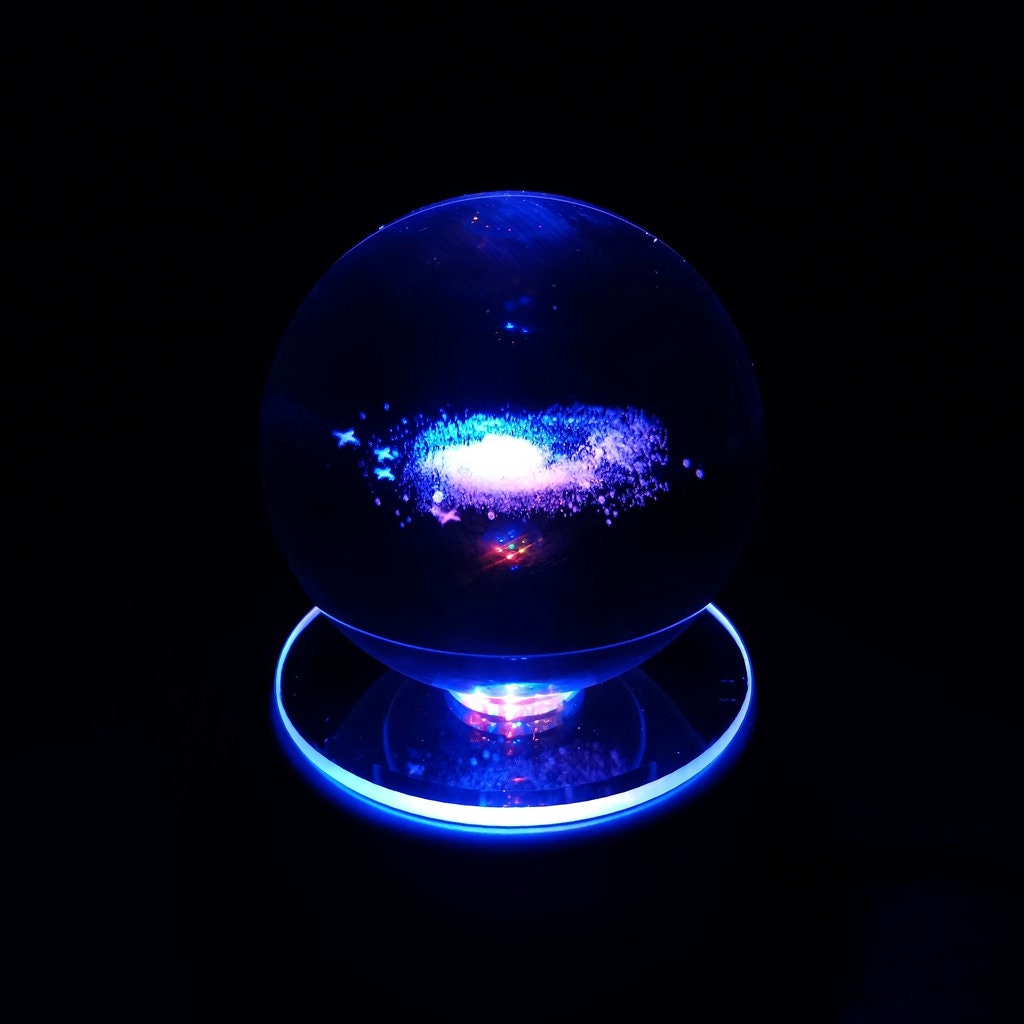 3D Crystal Ball With Galaxy System Model and Rotating LED Lamp - Etsy
