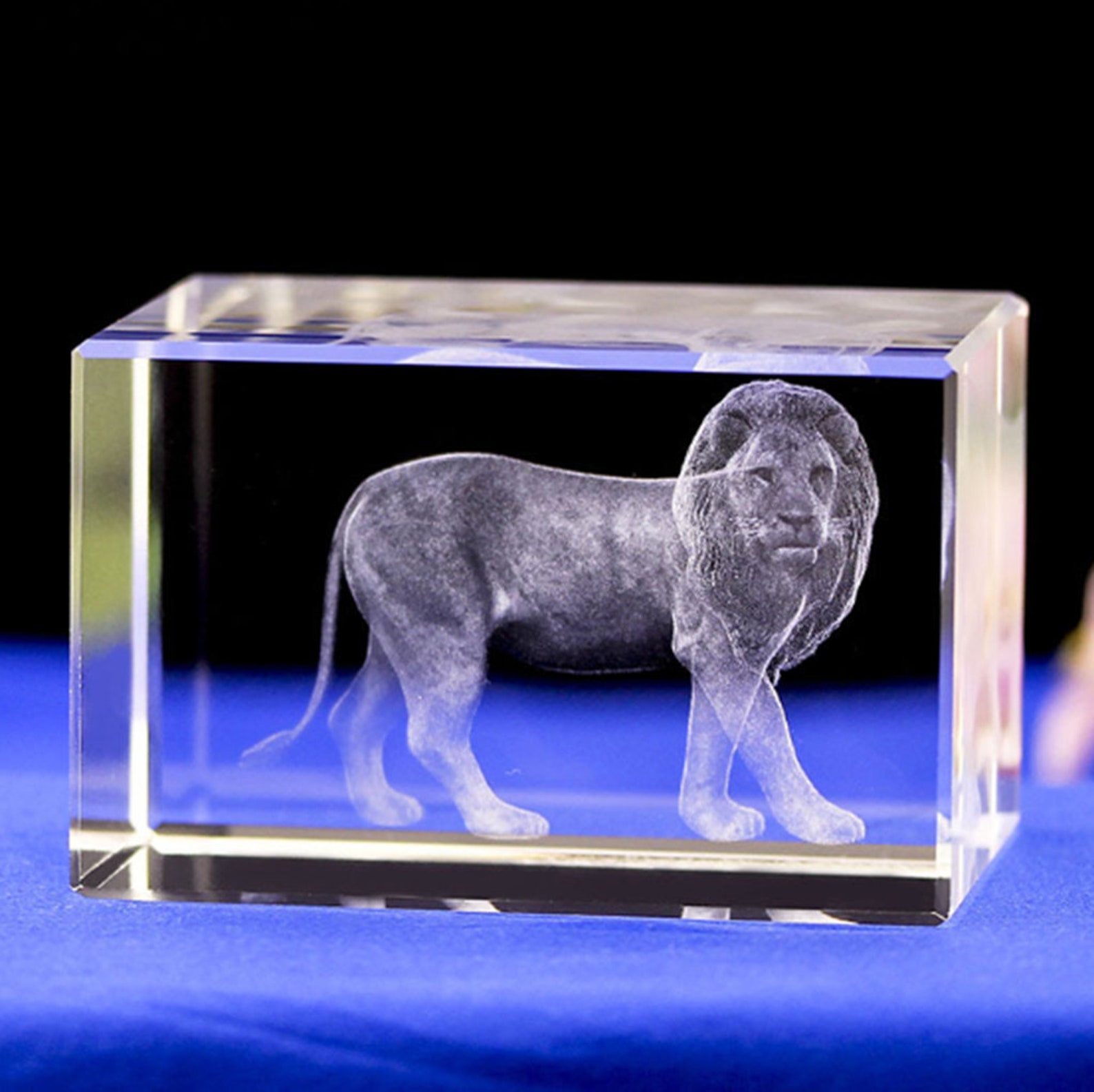 Crystal Glass Cube Lion Model 3D Laser Engraving Figurines Crafts - Etsy