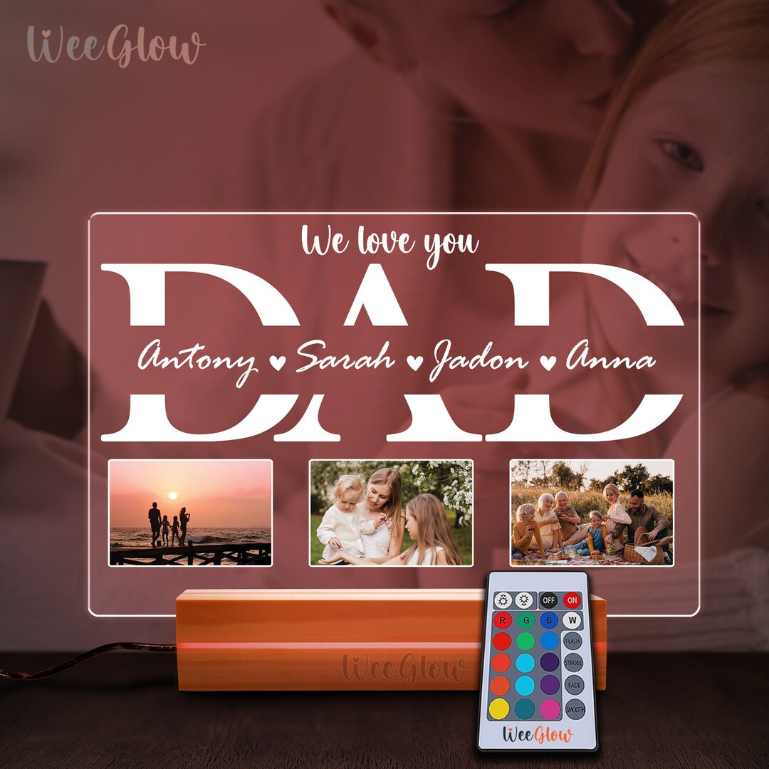 Dad Sign Photo With Kids Names | Personalized Acrylic Night Light ...