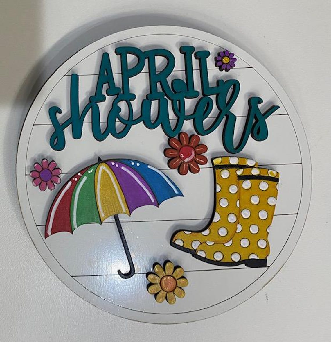 April Showers 6 Inch Round Insert Sign - Etsy