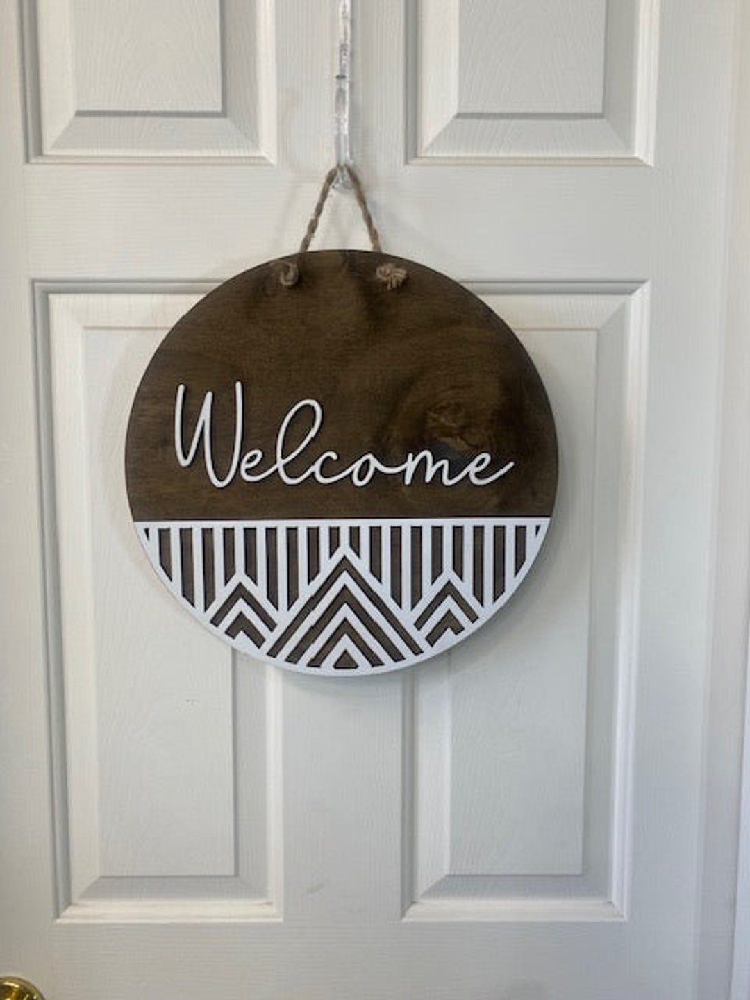 Geometric Welcome Hanging Sign - Etsy