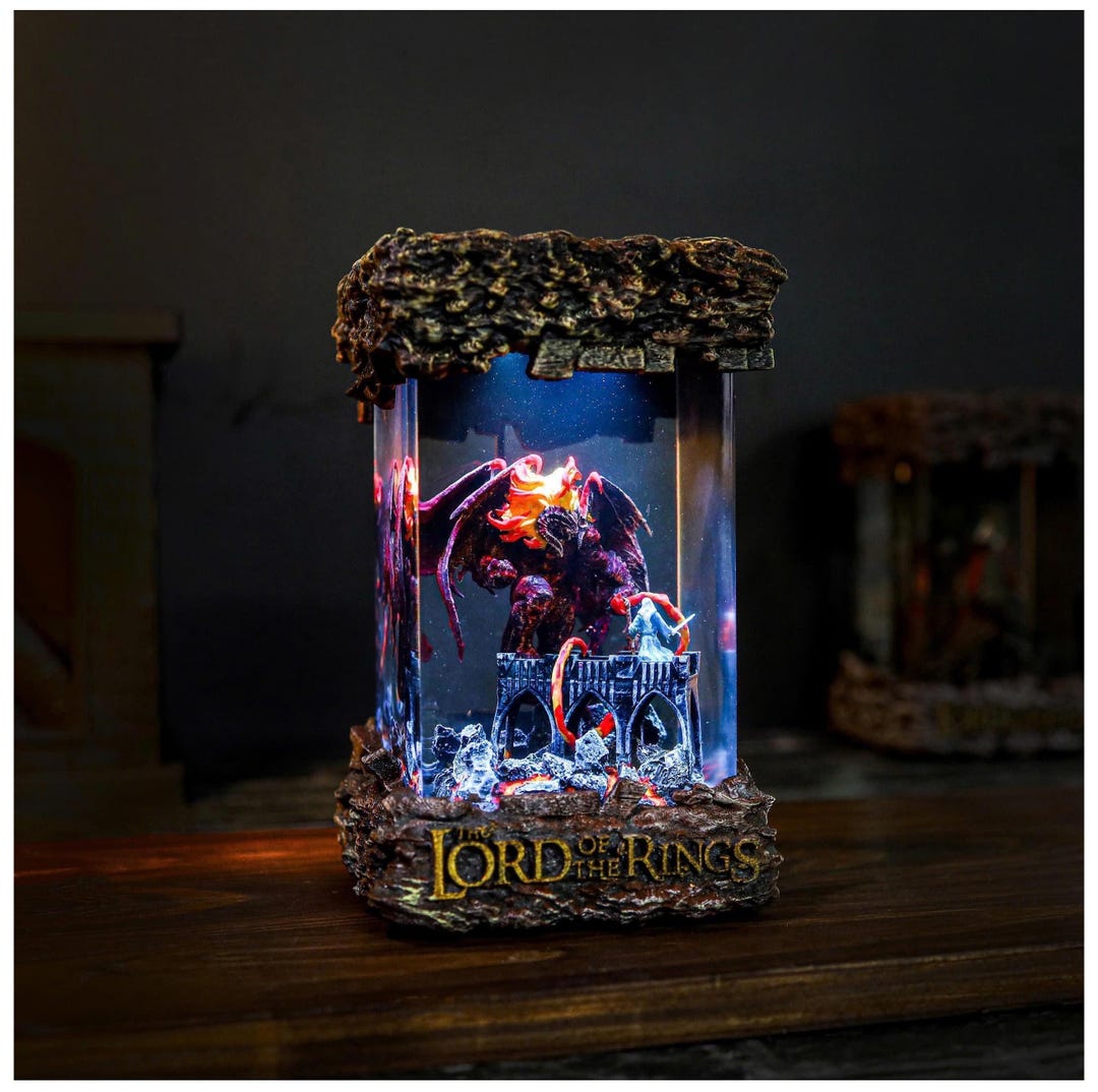 Diorama Gald.aft & Bal.rog Power Ring Lamp, Lor.d O.f the Ri.ng Epoxy ...