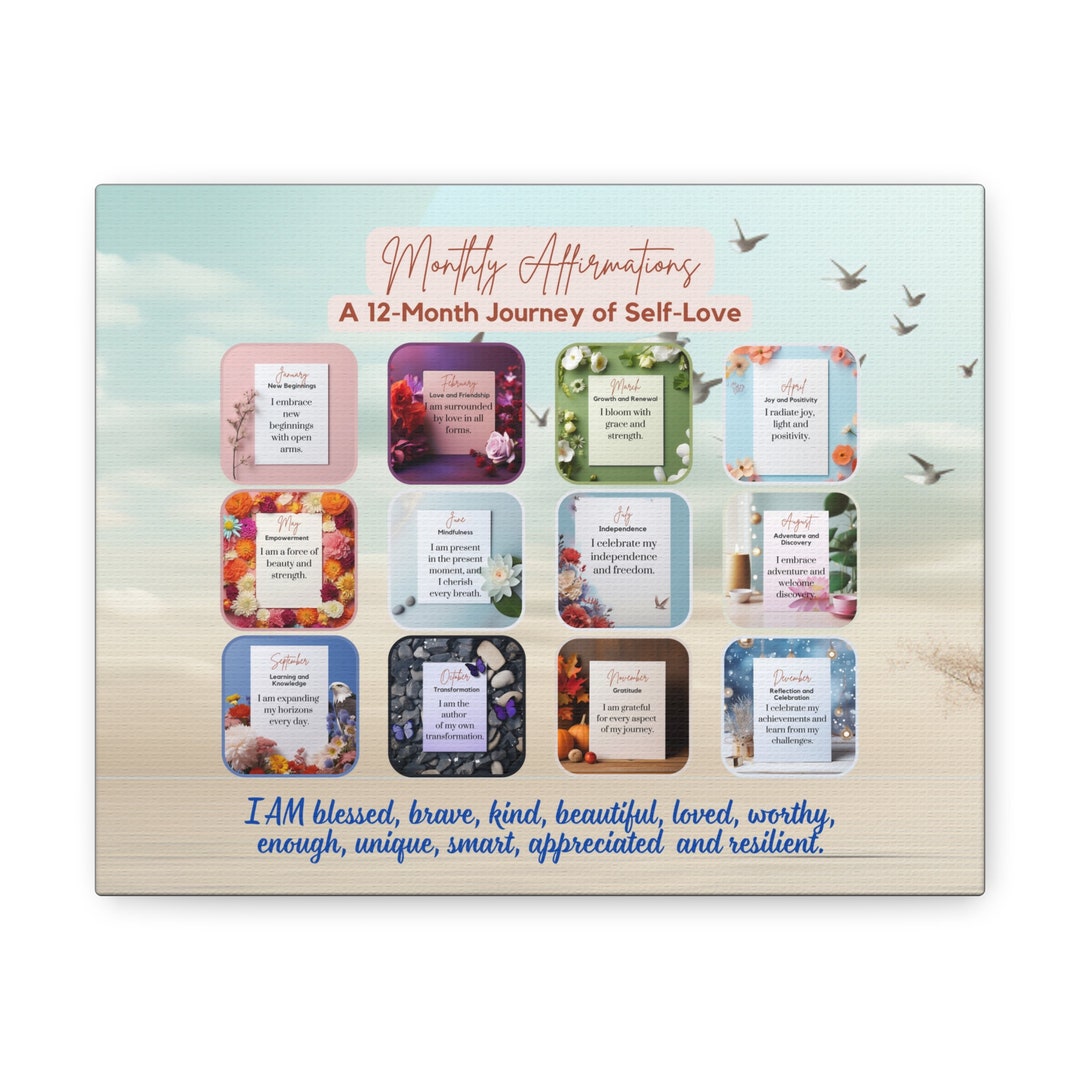 Inspirational Affirmation Wall Art, 12-month Calming Landscape Print ...