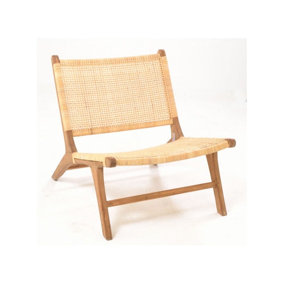 Rattan Chair Made With a Solid Teak Wood Frame Accent Chair - Etsy