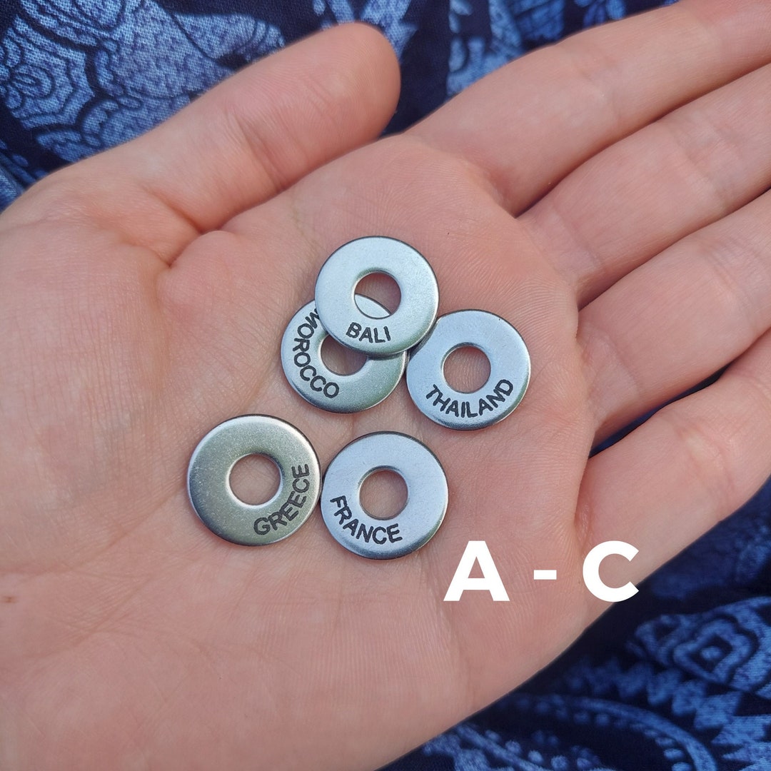 Country Travel Tokens A-C for Keyrings | Engraved Travel Rings, Travel ...